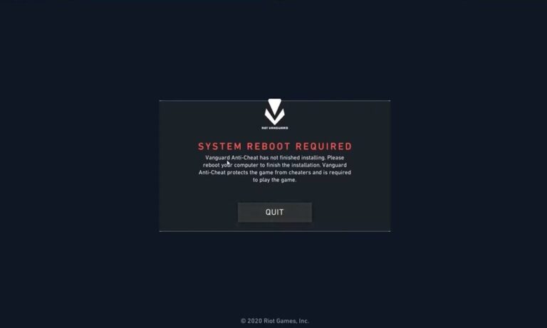 Valorant: Fixes for the "System Reboot Required" Vanguard error/loop