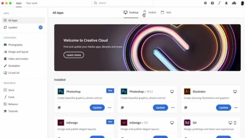 How to change language in Adobe Creative Cloud