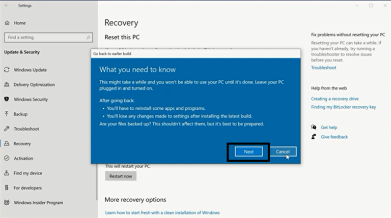 How To Roll Back Windows 10 Version 2004 May 2020 Update