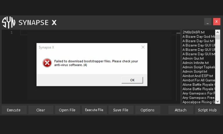 Fix Synapse X - Failed to Download Bootstrapper Files