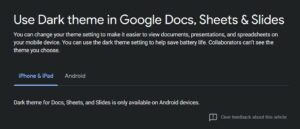 How to Enable Dark Theme on Google Docs, Slides and Sheets