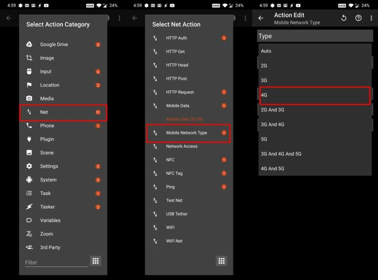 How to Change Preferred Network Type with Tasker
