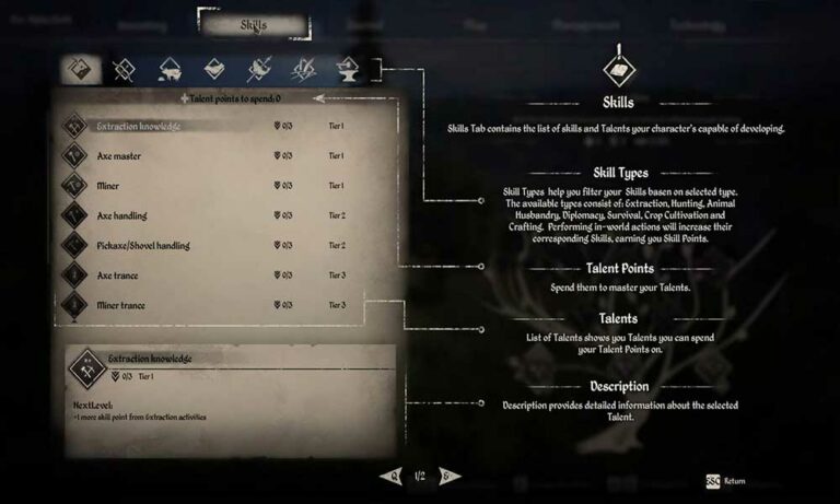 Medieval Dynasty Skills and Talents Guide - All Talent Points and Upgrades