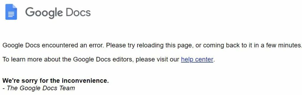 Google Docs Encountered an Error | How to Fix it?