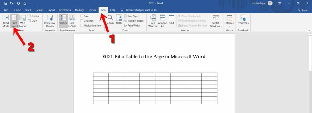 How To Fit a Table to the Page in the Microsoft Word