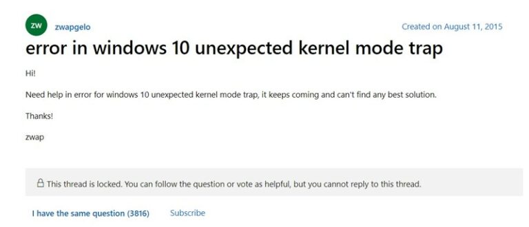 How to Fix UNEXPECTED KERNEL MODE TRAP error in Windows 10