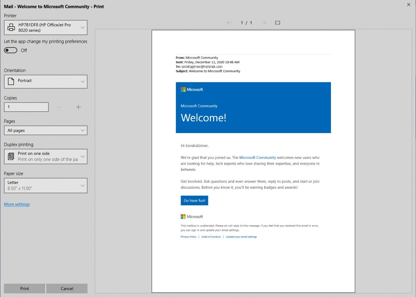 Fix: Windows 10 Mail Started Printing all Email Messages Very Small