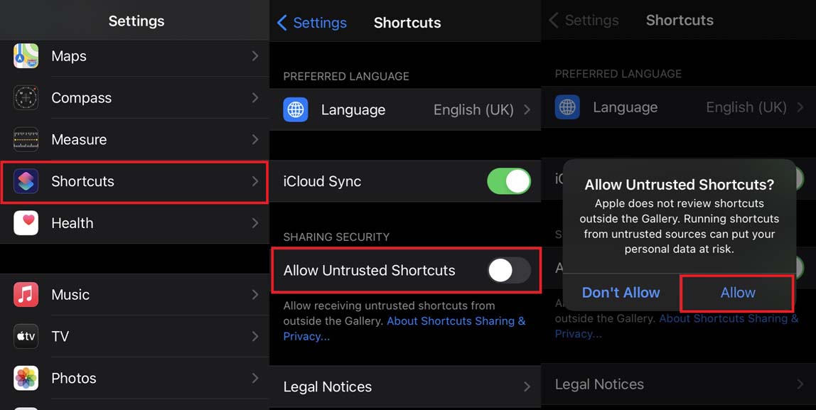 How to Allow Untrusted Shortcuts in Your Library on iOS and iPadOS