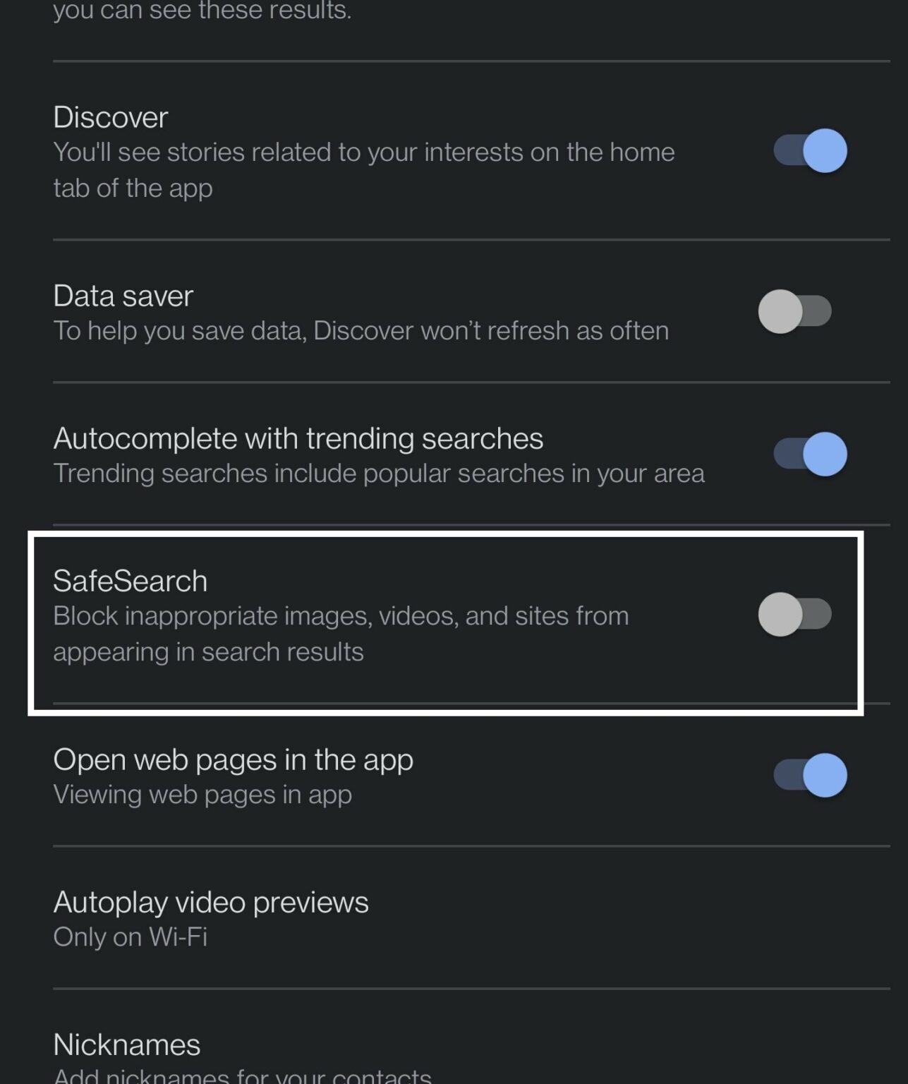How to turn off Google SafeSearch?