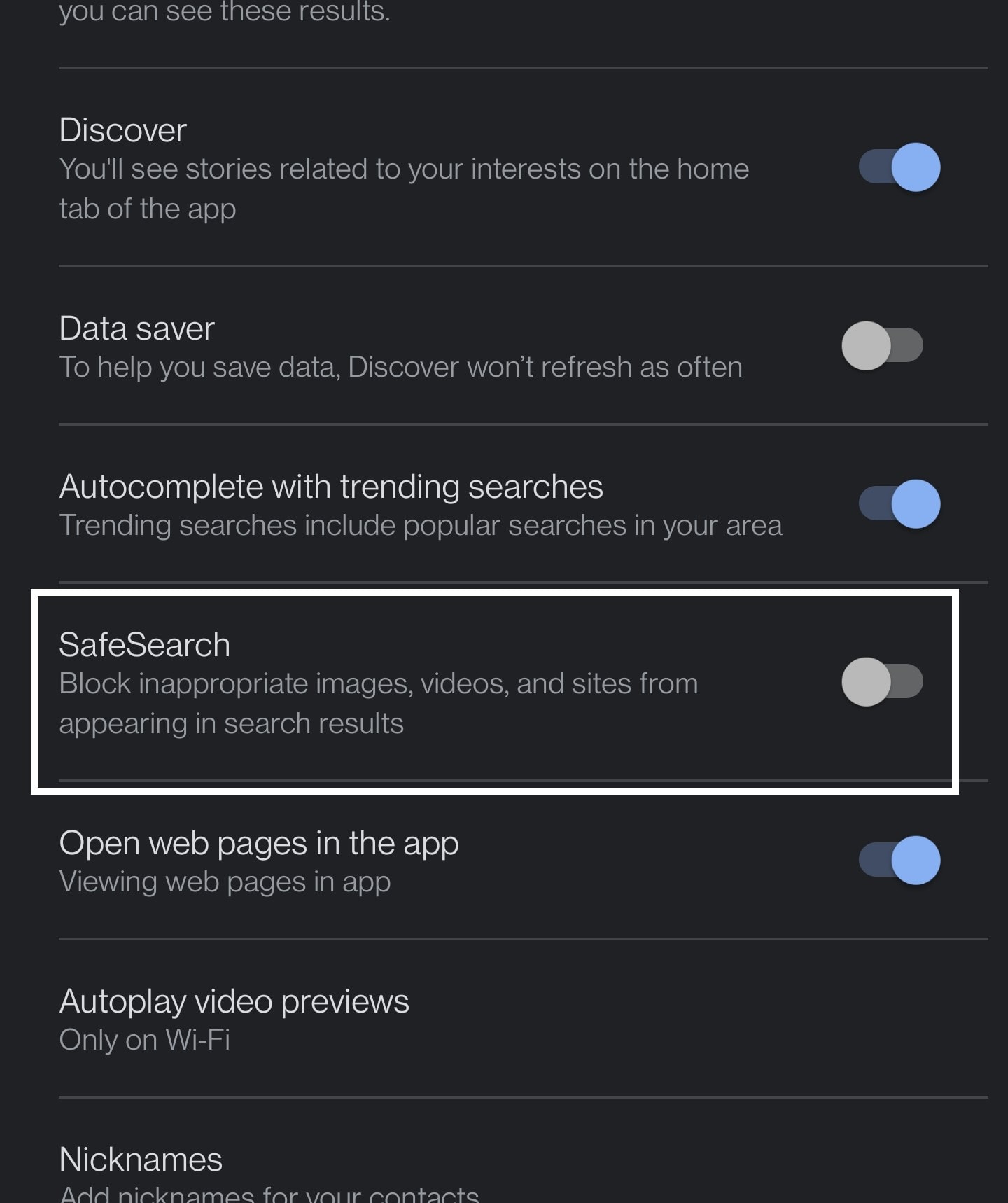 How to turn off Google SafeSearch?
