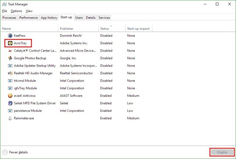 How to Disable Adobe Acrotray.exe from Startup