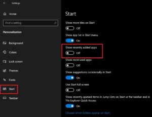 How to Remove Recently Added Apps From Start Menu In Windows 10