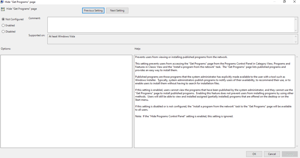 How to Hide Programs and Features Page in Control Panel?