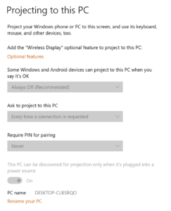 How to Enable or Disable Projecting to this PC in Windows 10