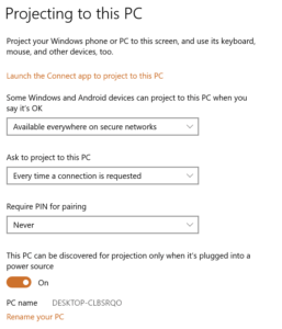 How to Enable or Disable Projecting to this PC in Windows 10