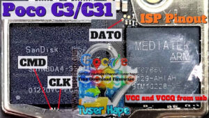 Poco C31 (Angelica) ISP Test Point, EMMC, Bypass FRP lock, Clear User Locks