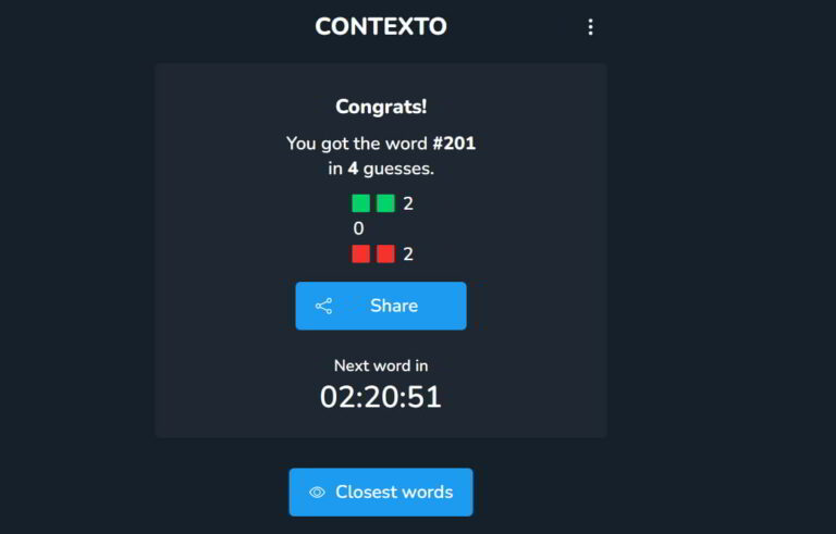 Today's Contexto Answers | November 5, 2025