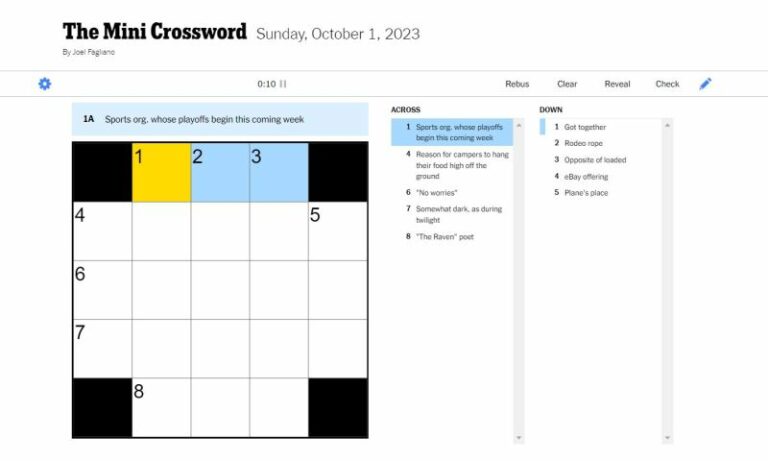 Nyt Mini Crossword Answers Today December 10 2024